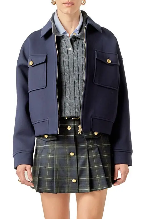 English Factory Twill Bomber Jacket - Navy