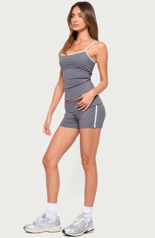 EDIKTED Ambar Contrast Stripe Foldover Shorts