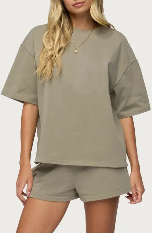 EDIKTED Cecilia Oversize Cotton T-shirt - Olive