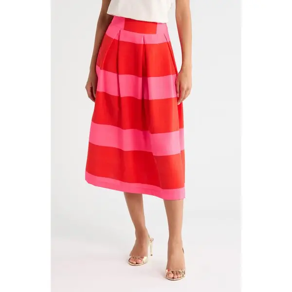 SUGARLIPS Lolli Stripe Pleated Midi Skirt