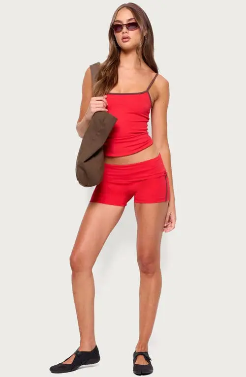 EDIKTED Ambar Contrast Stripe Foldover Shorts