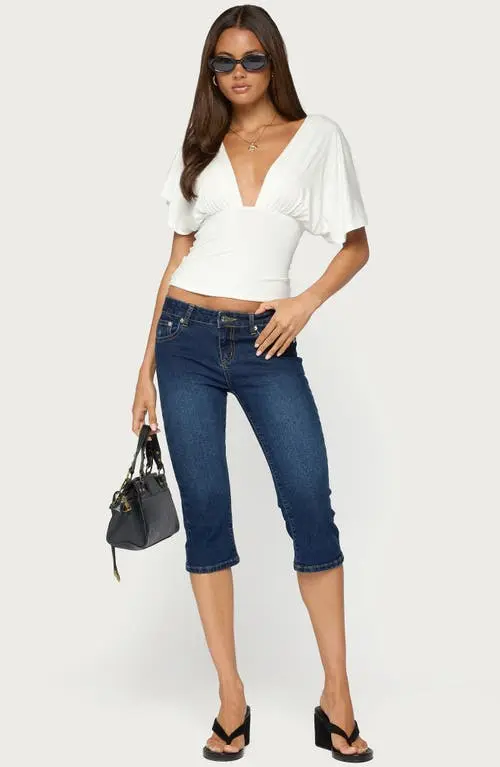 EDIKTED Betee Flutter Plunge Neck Top