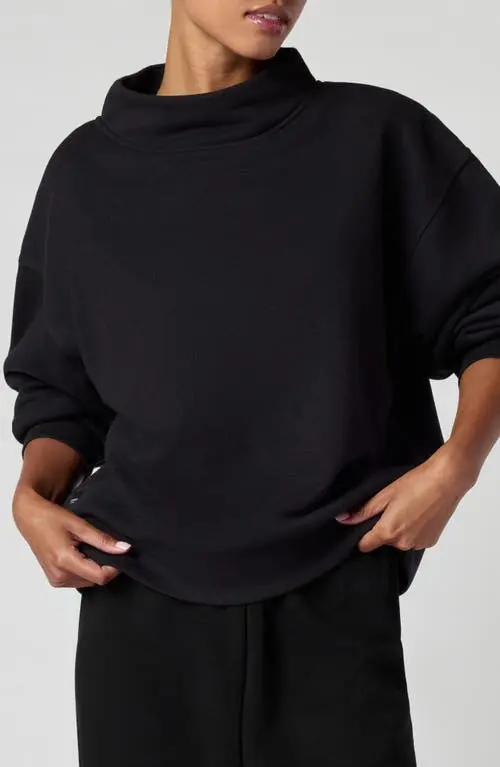 FLORENCE BY MILLS Mock Neck Sweatshirt With Dropped Shoulders - Black