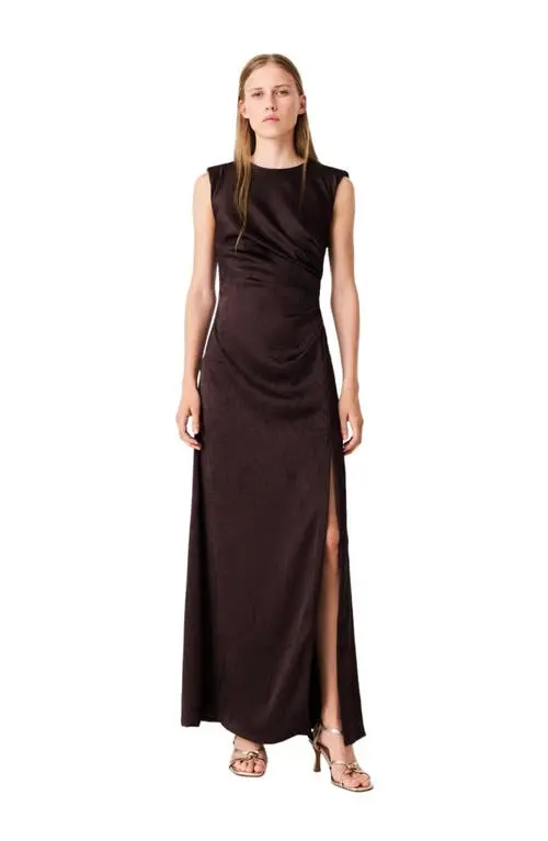 Maje Satin-effect Draped Maxi Dress