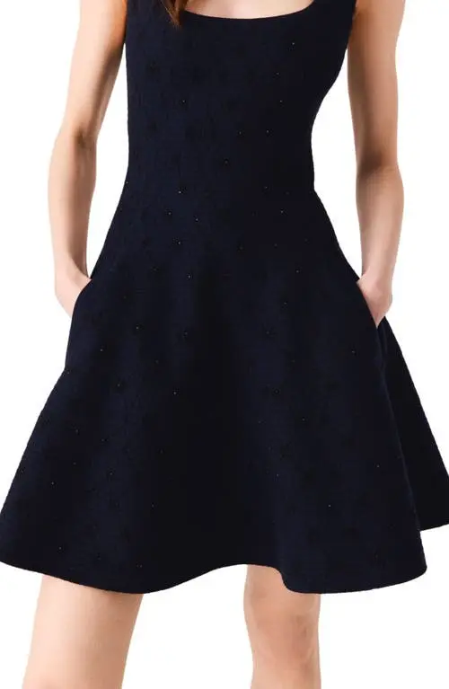 Maje Short Jacquard Skater Dress