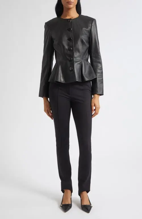 Veronica Beard Quinn Leather Peplum Jacket