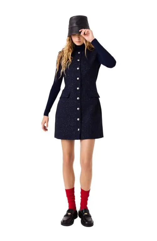 Maje Short Lurex Tweed Dress
