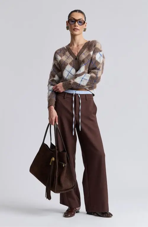 Avec Les Filles Double Waistband Wide Leg Pants