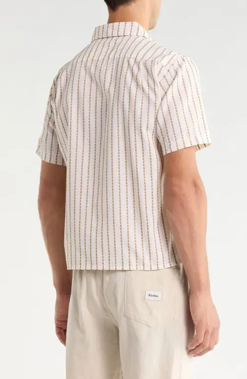 RHYTHM Vacation Stripe Crop Short Sleeve Cotton Button-up Shirt