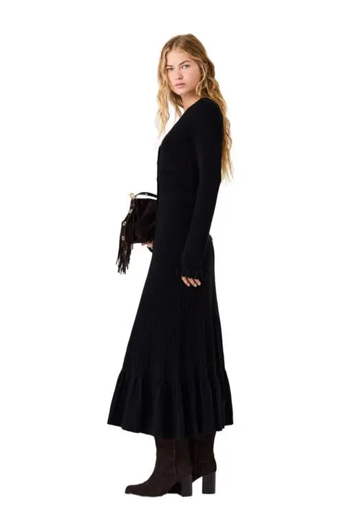 Maje Ruffled Knit Maxi Dress