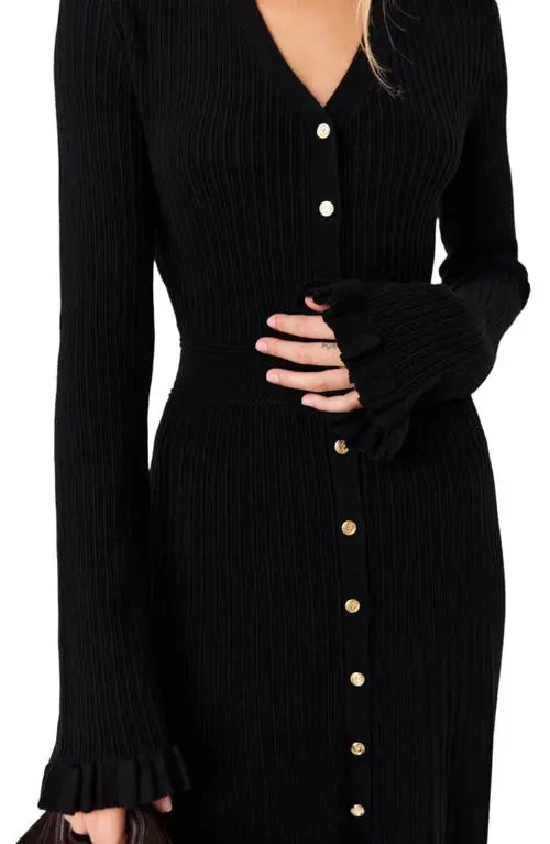 Maje Ruffled Knit Maxi Dress