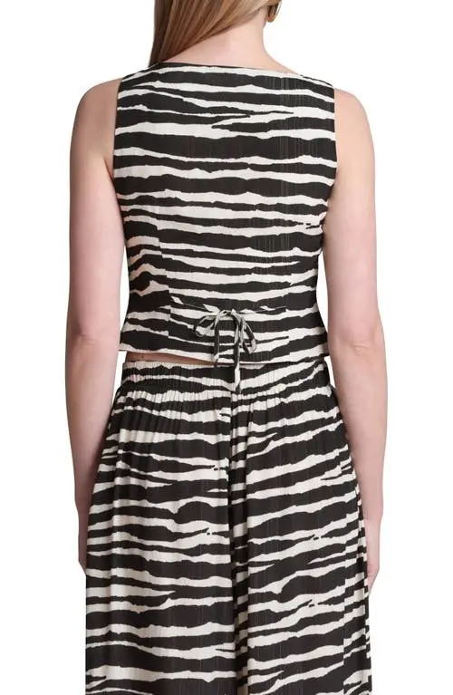 Avec Les Filles Boat Neck Button Front Tank