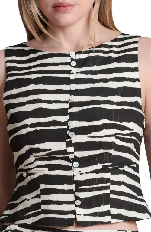 Avec Les Filles Boat Neck Button Front Tank