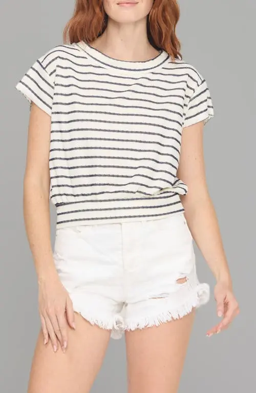 PROJECT SOCIAL T Textured Stripe Cropped Top