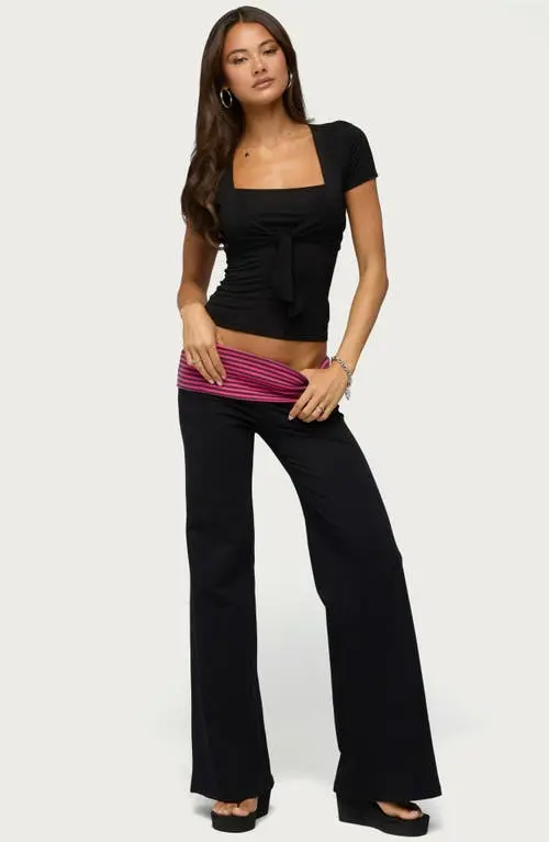 EDIKTED Malka Tie Front Top & Flared Leggings Set