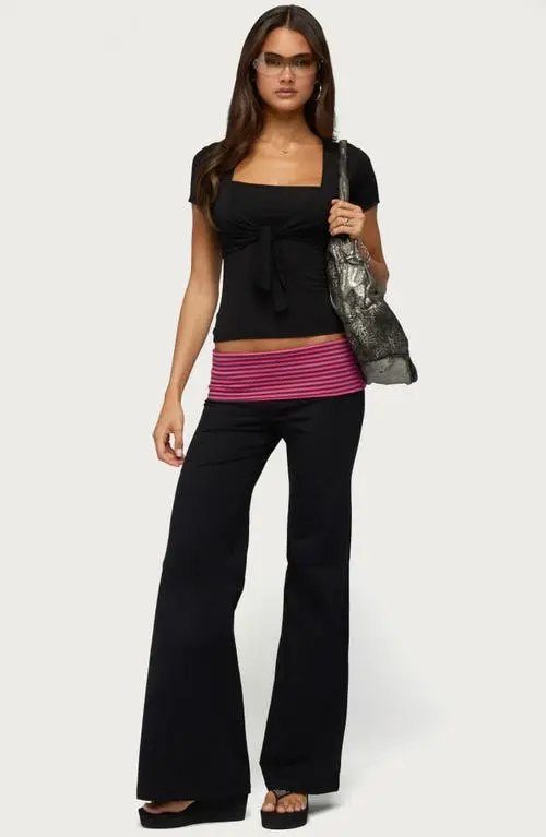EDIKTED Malka Tie Front Top & Flared Leggings Set