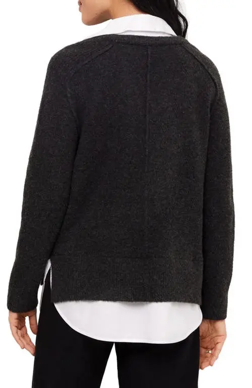 Karen Kane Layered V-neck Sweater - Charcoal