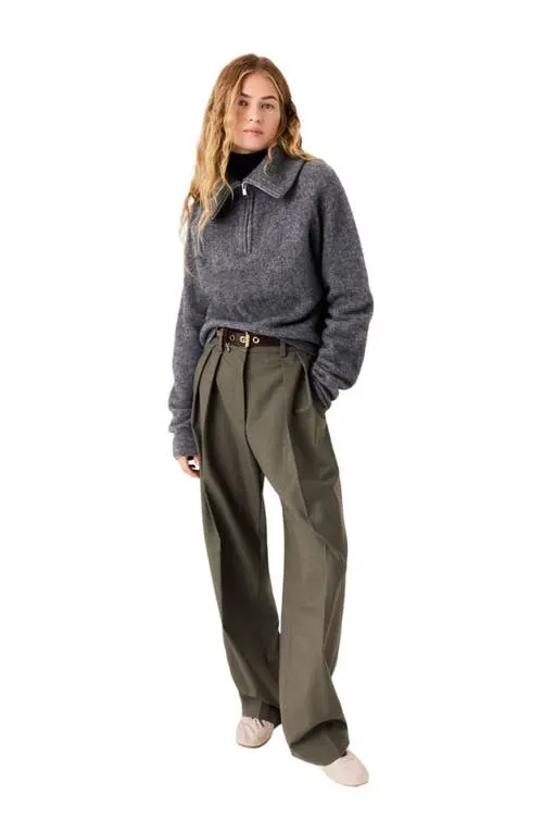 Maje Zip-neck Yak Sweater