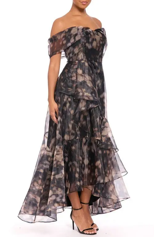 Maggy London Off-the-shoulder Organza Gown
