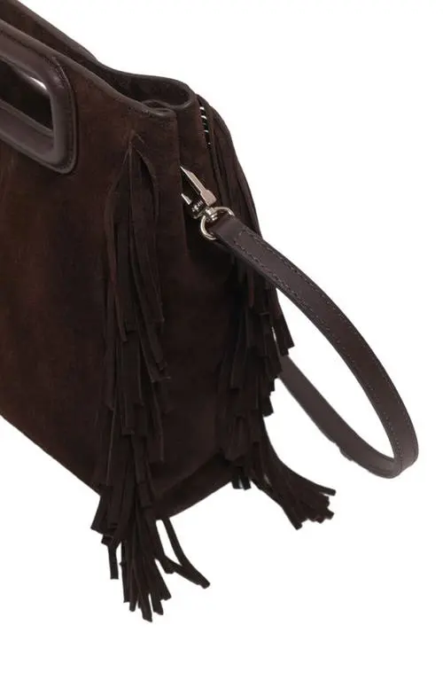 Maje Suede Leather M Bag - Dark Brown