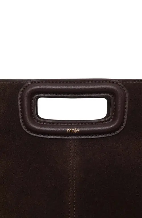 Maje Suede Leather M Bag - Dark Brown