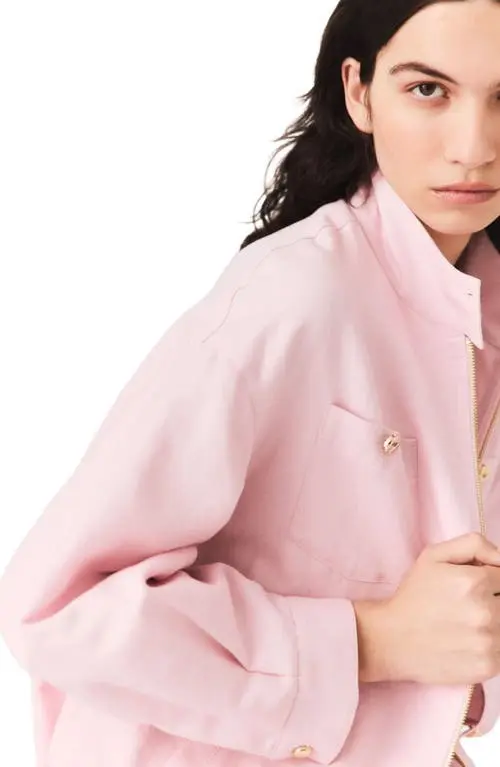 Maje Linen Blend Bomber Jacket