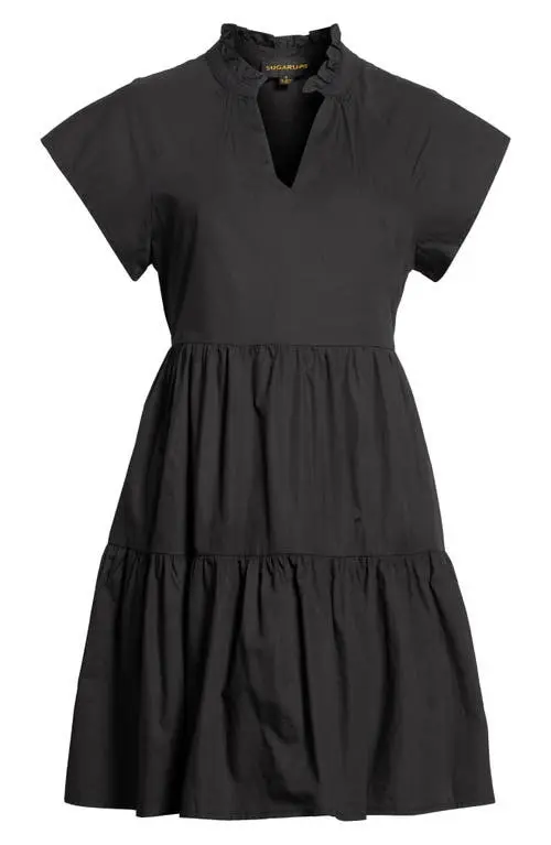 SUGARLIPS Janelly Tiered Cotton Poplin Minidress