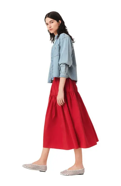Maje Long Gathe Skirt