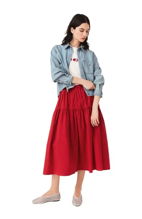 Maje Long Gathe Skirt