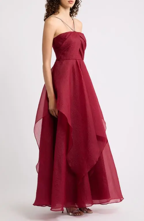 Eliza J Embellished Strap Tiered Ballgown