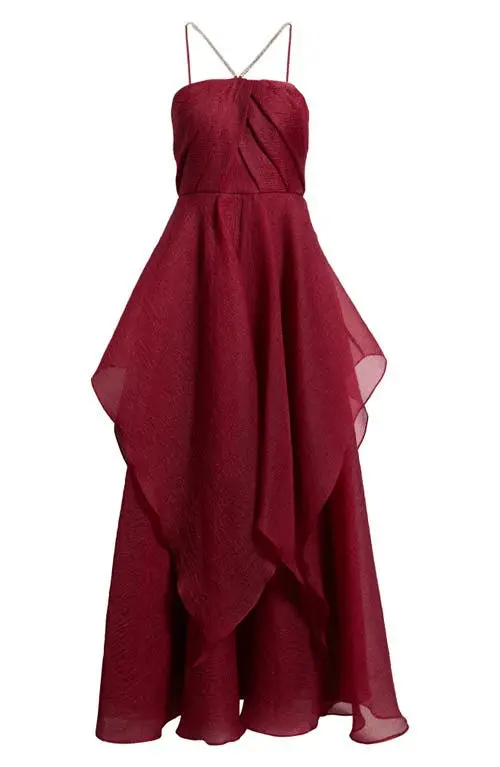 Eliza J Embellished Strap Tiered Ballgown