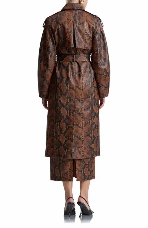 Avec Les Filles Python Print Faux Leather Coat