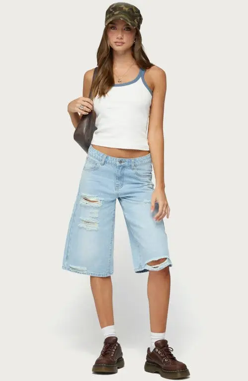 EDIKTED Distressed Low Rise Boyfriend Shorts