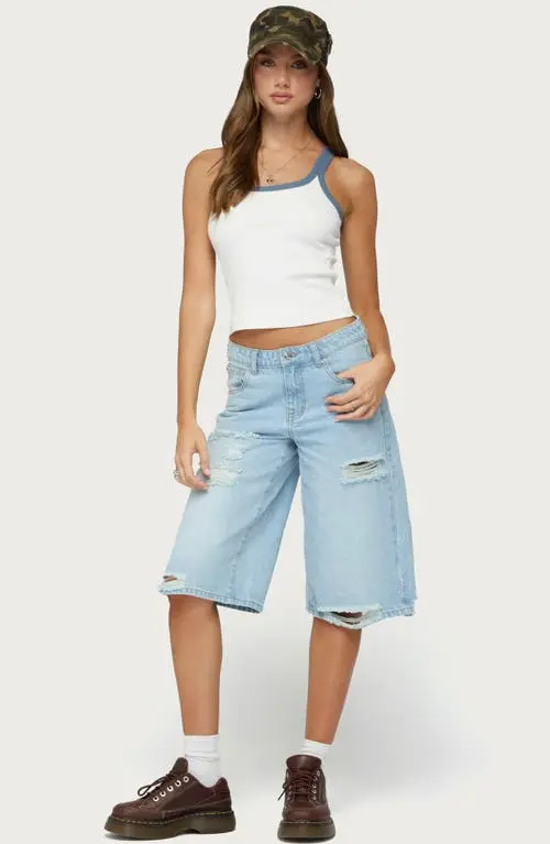 EDIKTED Distressed Low Rise Boyfriend Shorts