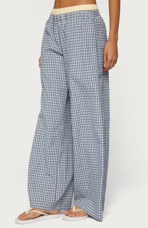 EDIKTED Indya Plaid Pull-on Wide Leg Pants