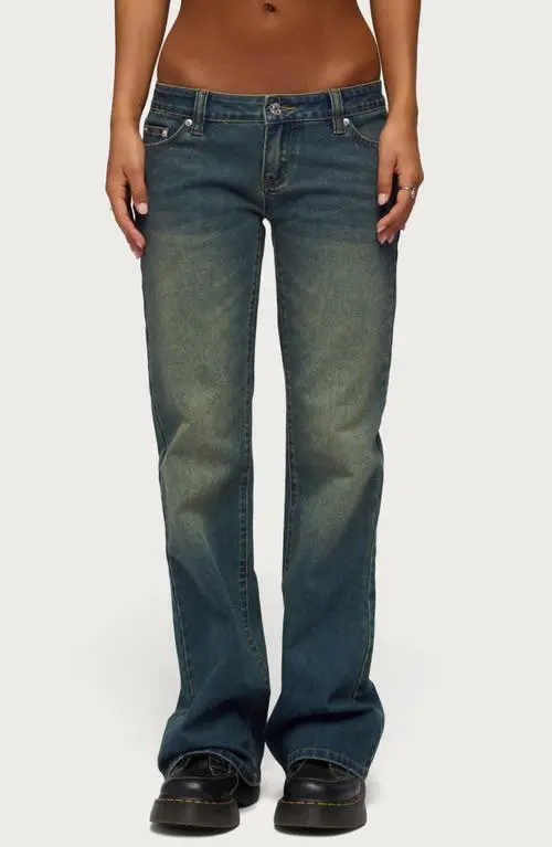 EDIKTED Moonie Low Rise Bootcut Jeans - Blue-washed