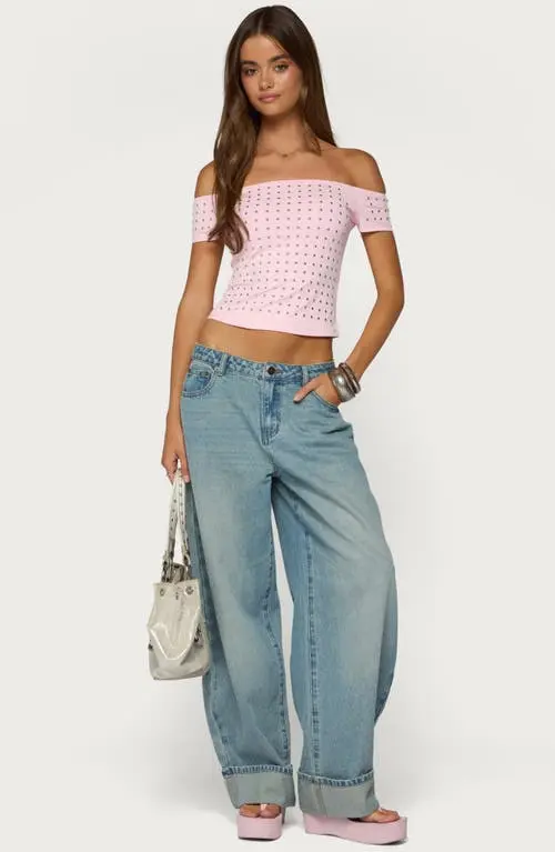 EDIKTED Mack Studded Off The Shoulder Top