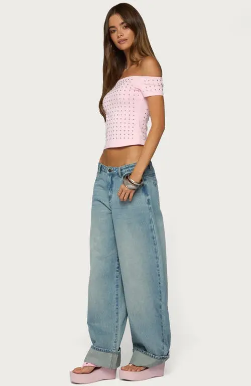 EDIKTED Mack Studded Off The Shoulder Top