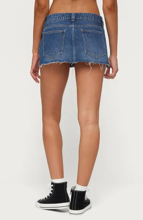 EDIKTED Nylah Frayed Low Rise Denim Skort