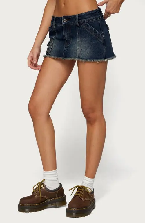 EDIKTED Adania Low Rise Frayed Mini Skort