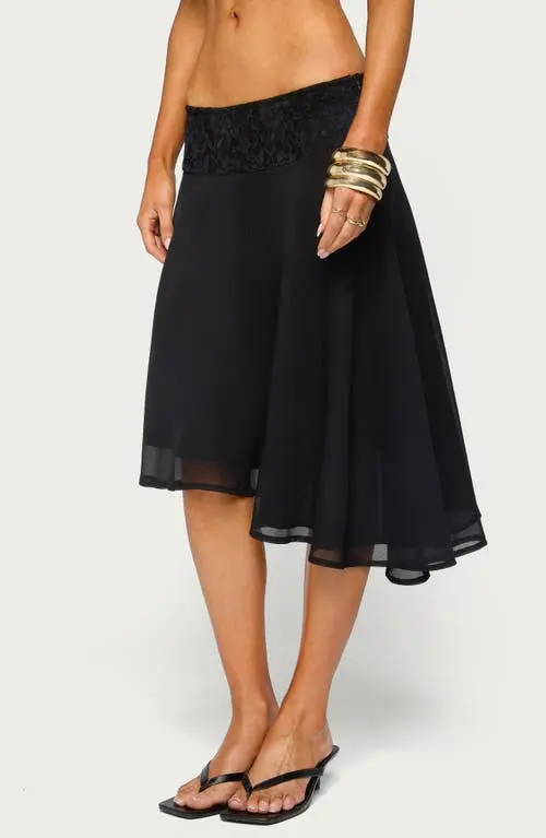 EDIKTED Evia Asymmetric Midi Skirt