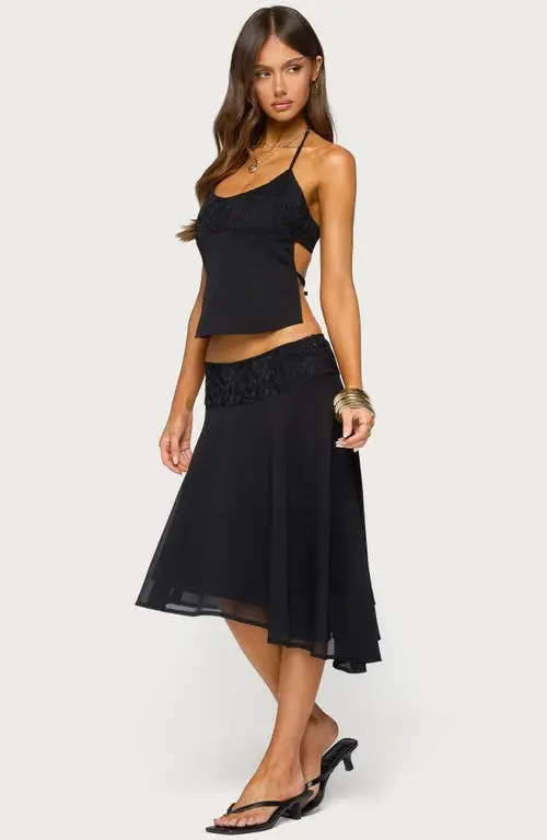 EDIKTED Evia Asymmetric Midi Skirt
