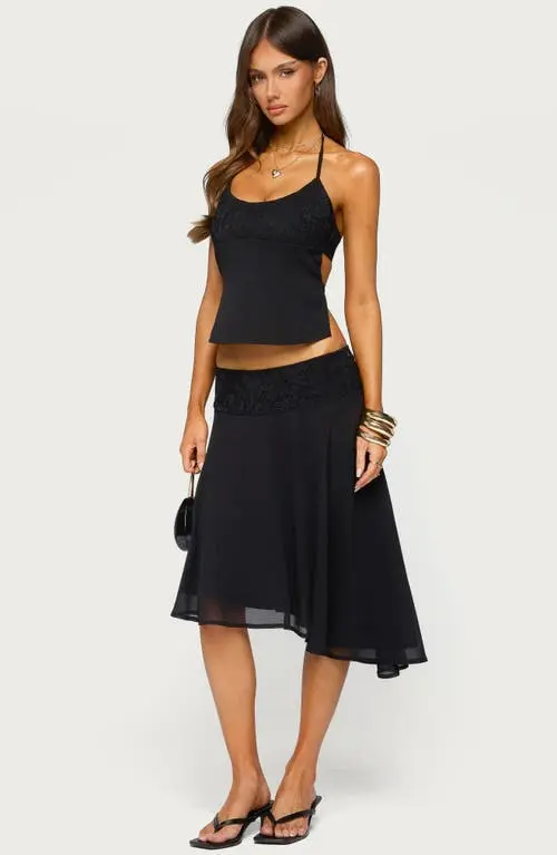 EDIKTED Evia Asymmetric Midi Skirt