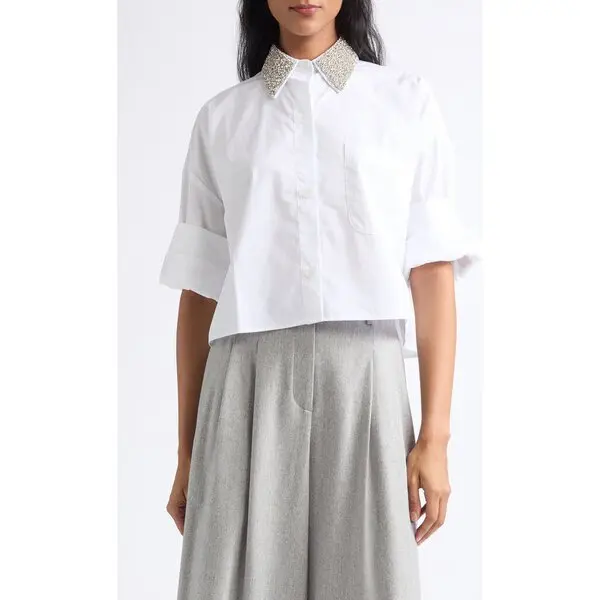 TWP Embellished Collar Button-up Shirt