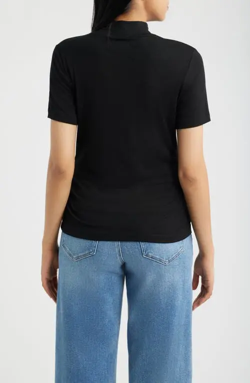 CITY BLUES Short Sleeve Mock Neck Top - Black