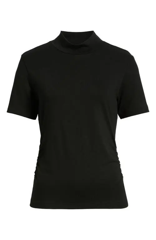 CITY BLUES Short Sleeve Mock Neck Top - Black
