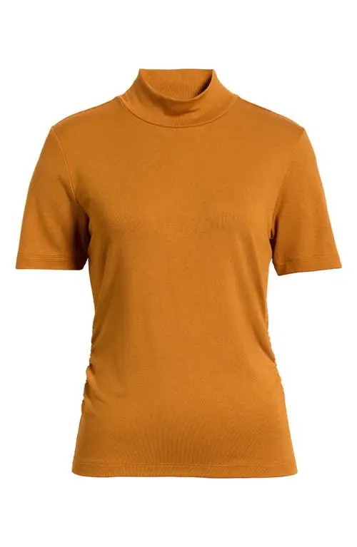 CITY BLUES Short Sleeve Mock Neck Top - Curry