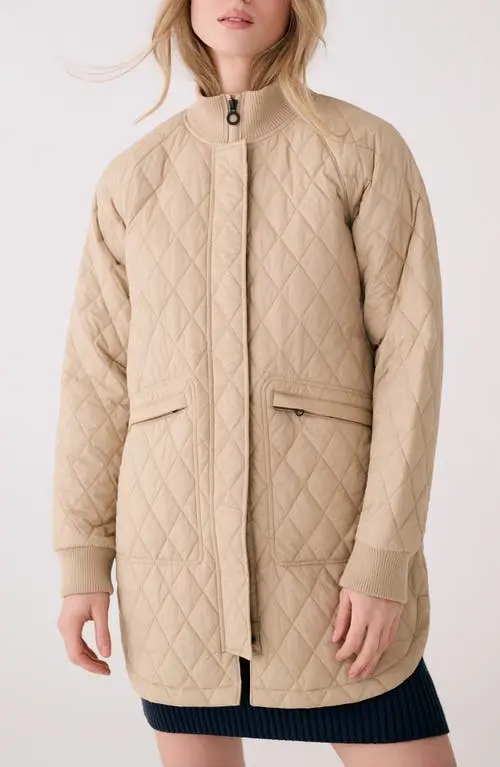 LOLE Sophie Quilted Longline Bomber Jacket - Sandshell