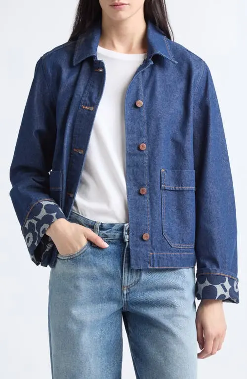 Marimekko Denim Jacket With Unikko Lining - Dark Indigo