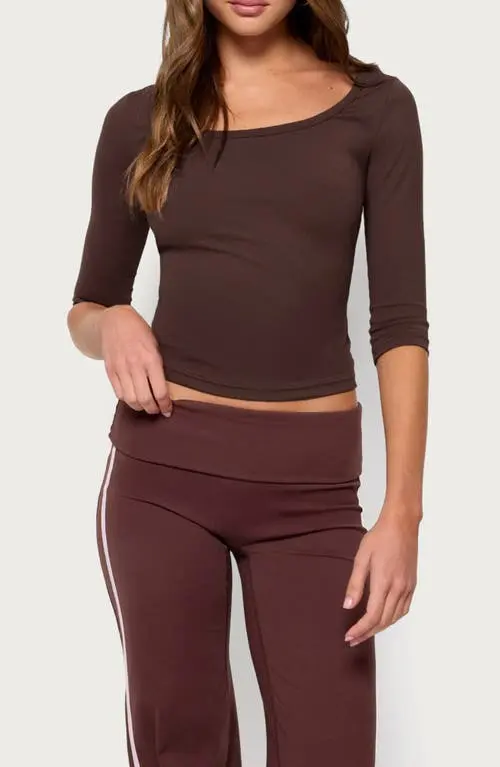 EDIKTED Desi Three-quarter-sleeve Top - Brown